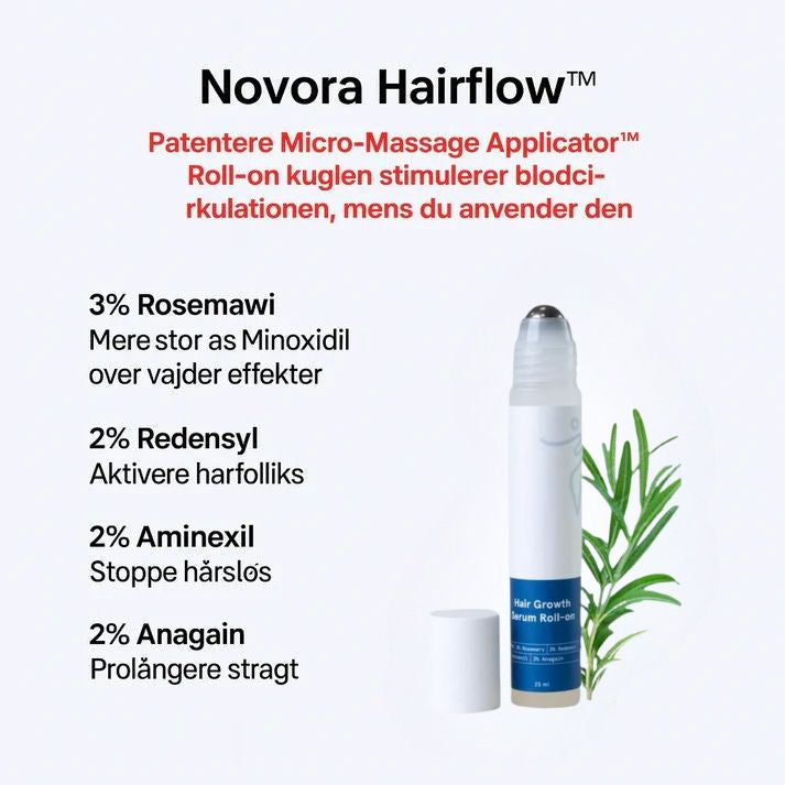 Novora Hairflow™ | Genskab din Selvtillid med Fyldigere, Stærkere Hår